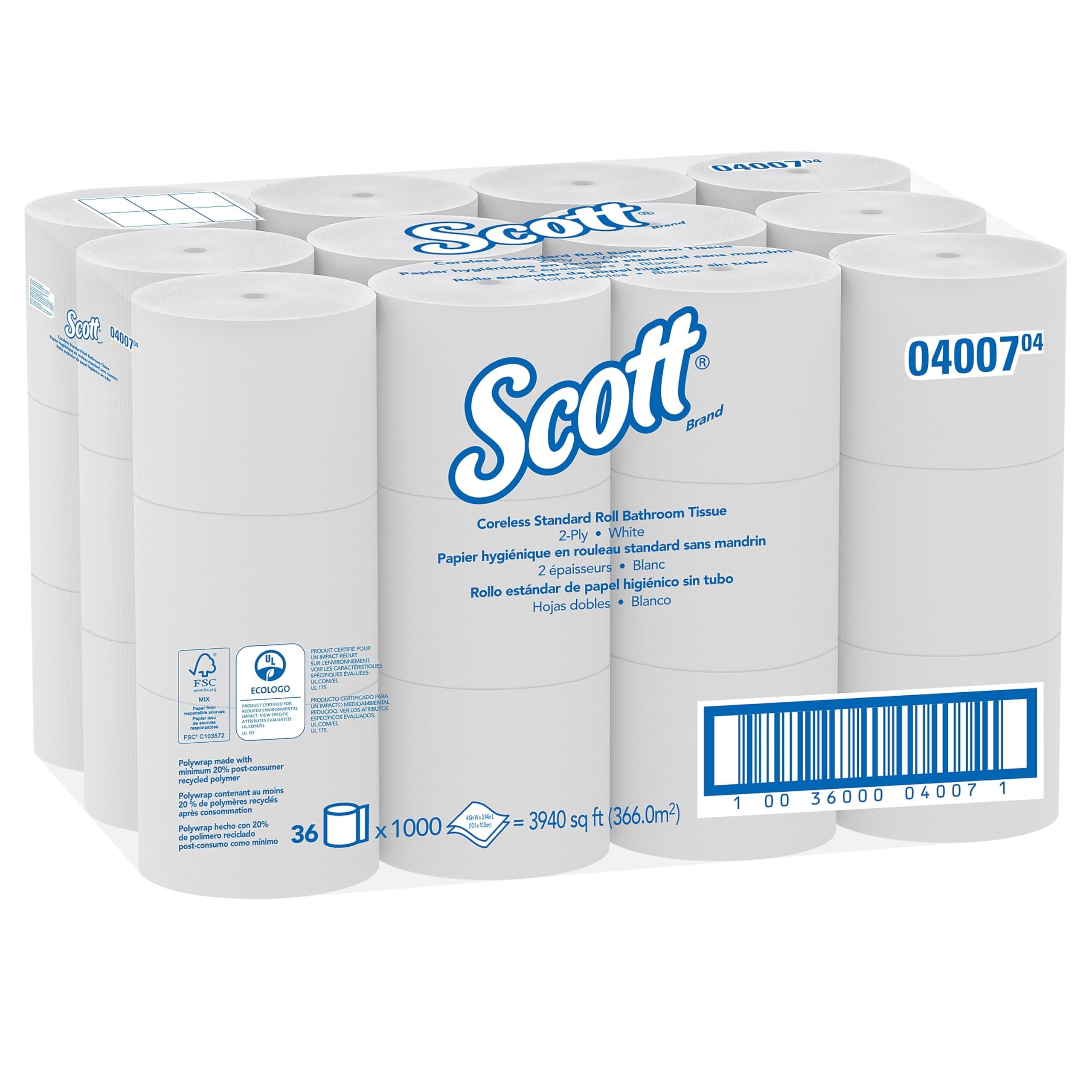 Scott 2-Ply Bathroom Tissue, 1,000 Sheets Per Roll, Carton Of 36 Rolls ...