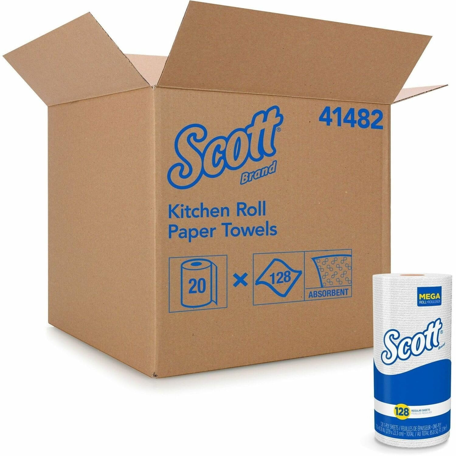 Scott Regular Kitchen Paper Towels (41482), Fast-Drying Absorbency, 128 ...