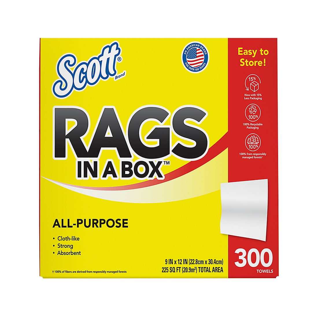 Scott All Purpose Rags in a Box, Single-Use, Multi-Surface Cleaning ...