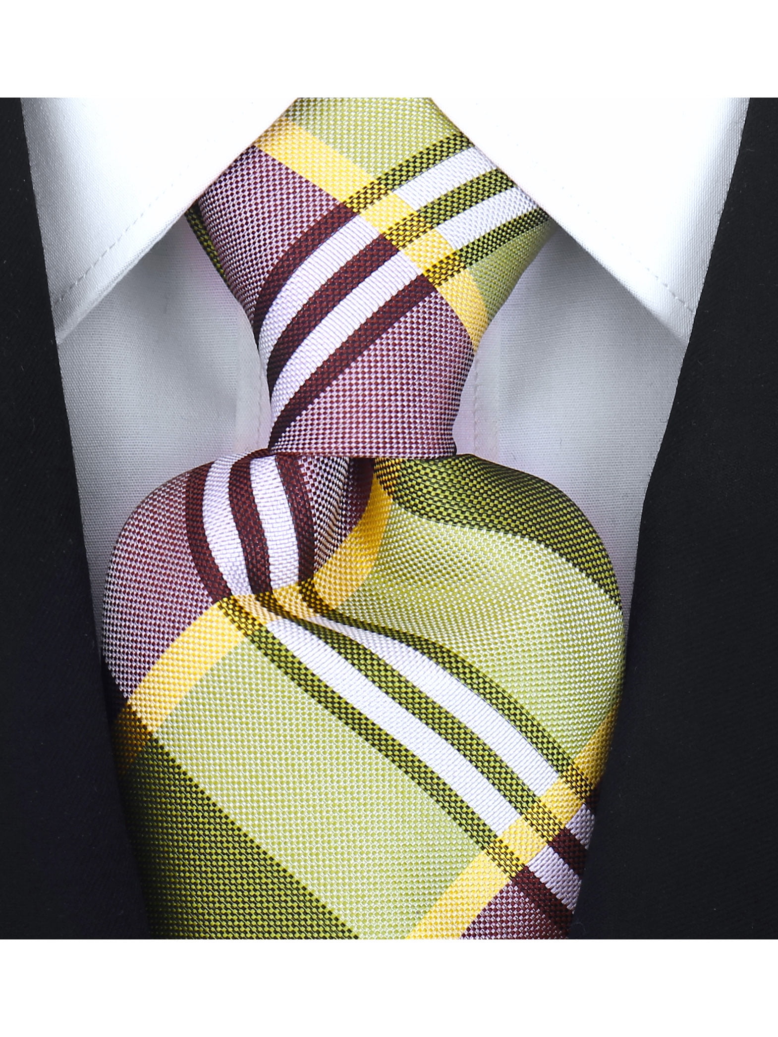 Scott Allan Buffalo Plaid Tie | Brown and Green Necktie | Regular Size ...