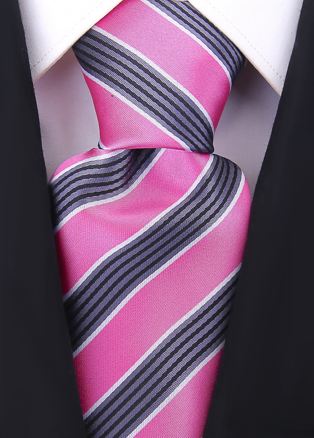 Scott Allan Men's Pink and Black Tie | Woven Microfiber | Size: 3.3"i n ...