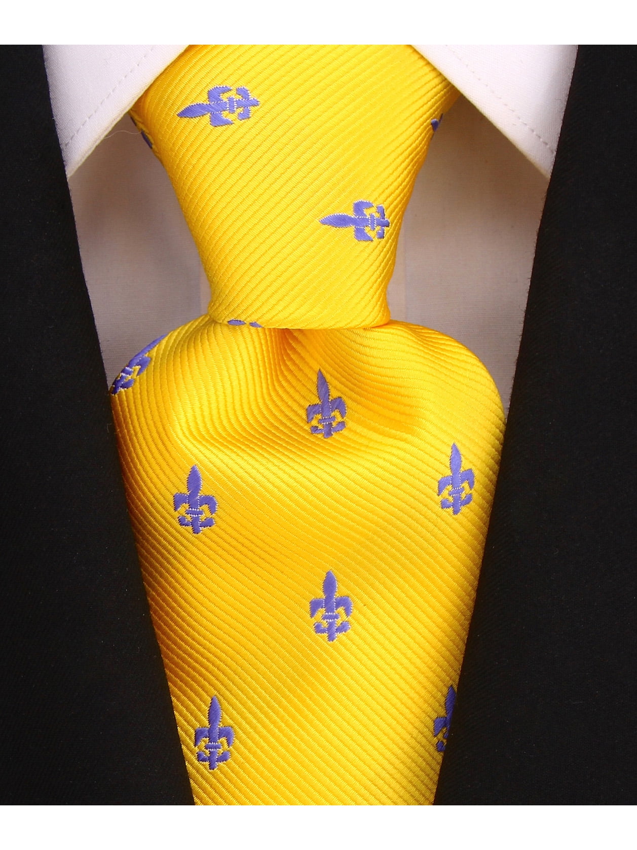 Scott Allan Collection Men's Necktie | Yellow Fleur De Lis | 3.3" Wide ...