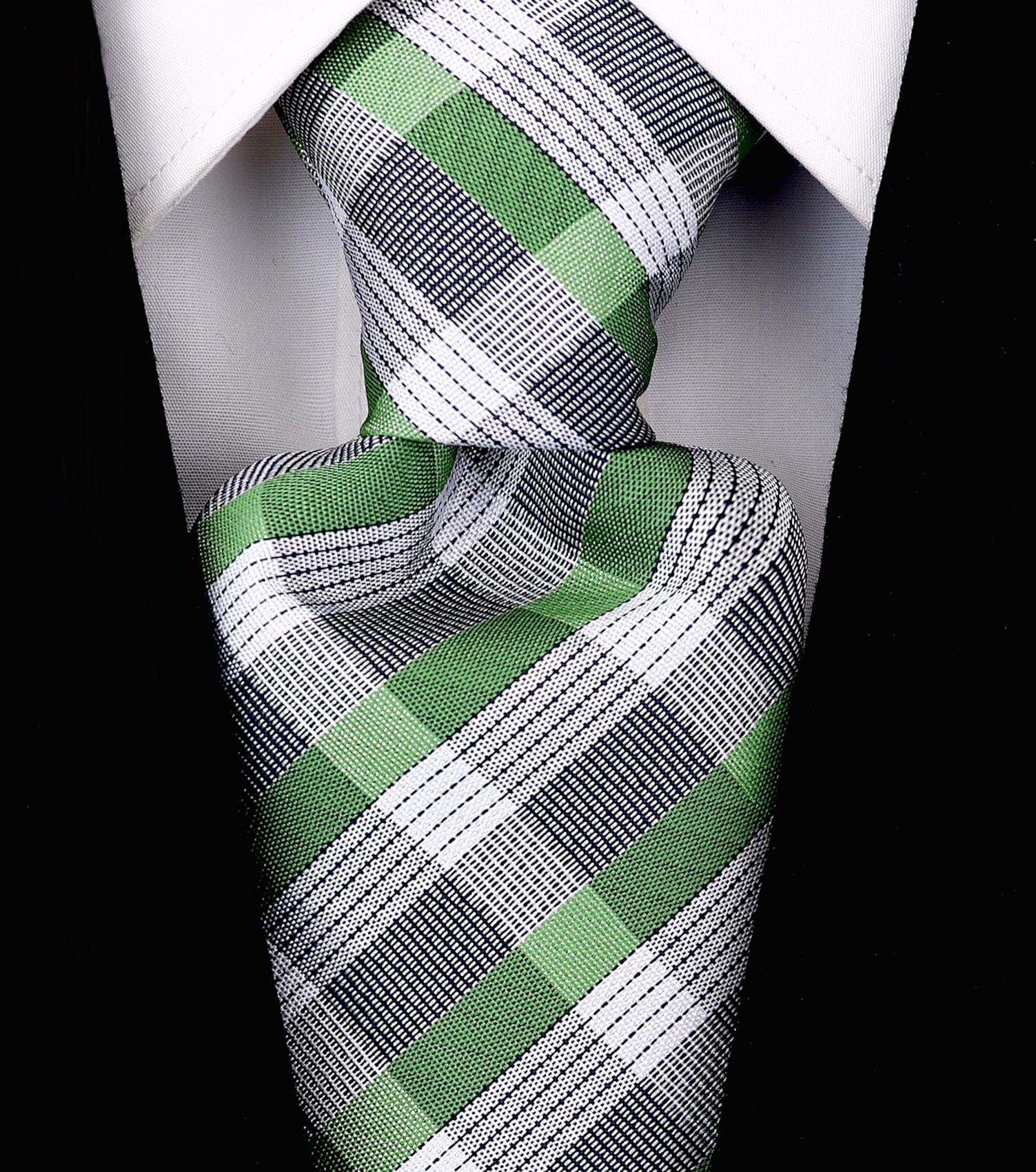Scott Allan Green Necktie | Jacquard Woven Microfiber Tie Regular Size ...