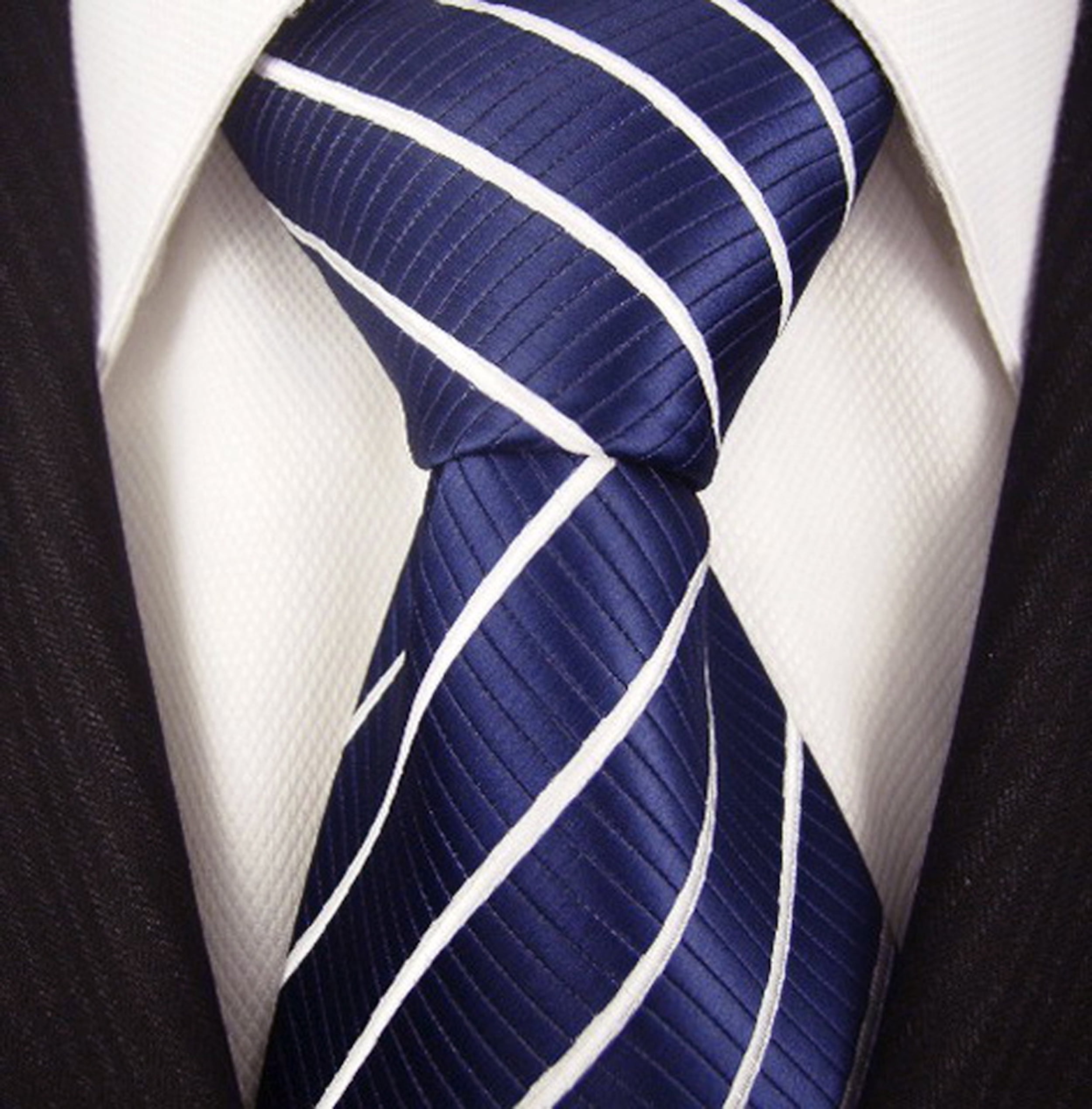 Scott Allan Men's Navy Blue Tie | Jacquard Woven Microfiber Necktie ...