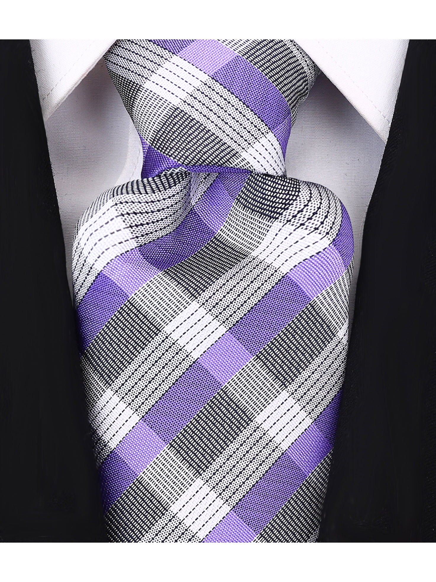 Scott Allan Purple Plaid Tie | Jacquard Woven Regular Size Necktie 3.3 ...