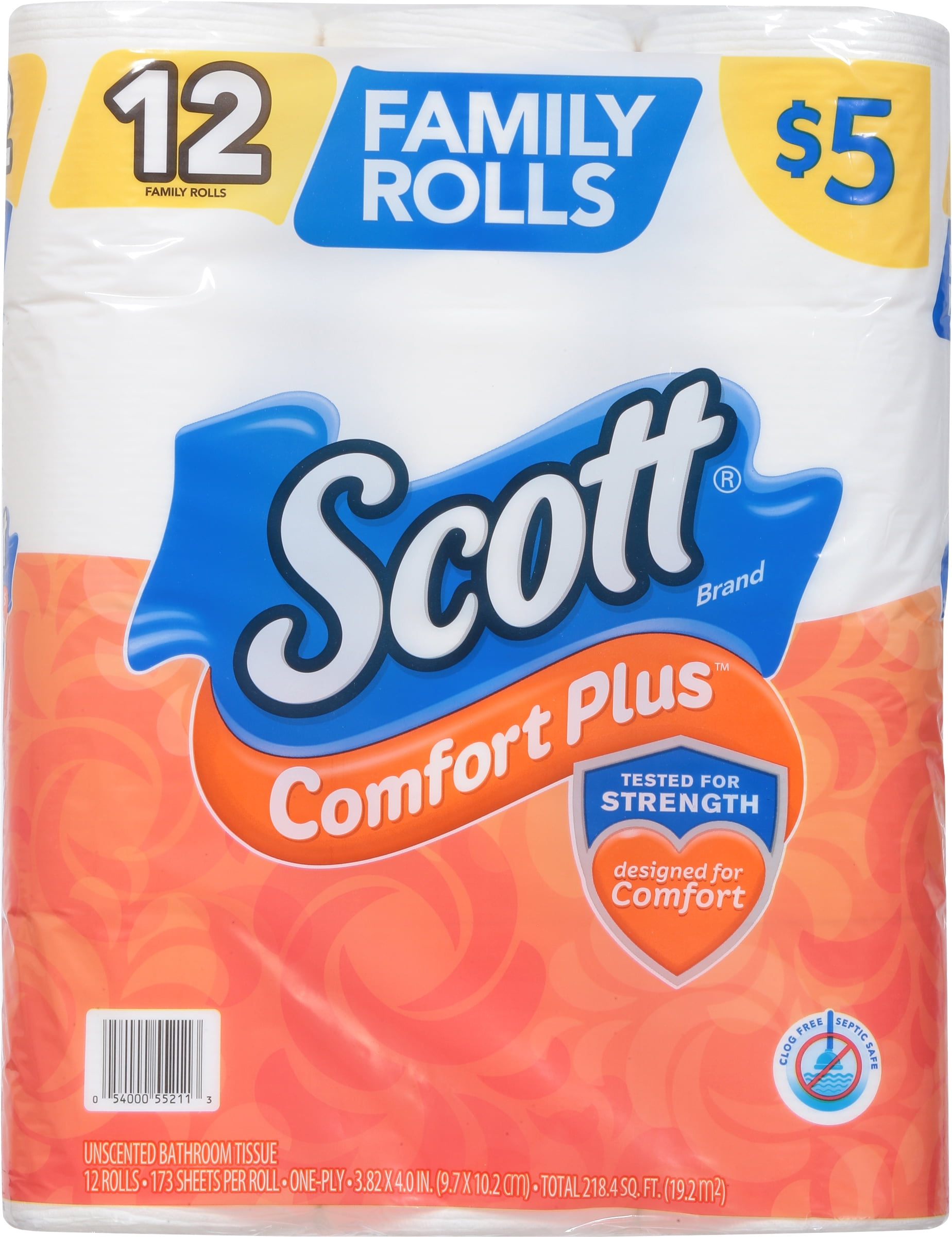 Scott® ComfortPlus 1-Ply Toilet Paper, 1-1/8" x 1-1/8", 173 Sheets Per ...