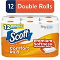 Scott ComfortPlus Strong Bathroom Toilet Paper, Septic Safe, 1-Ply, 231 Sheets/Roll, 12 Double ...