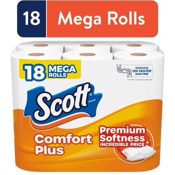 Scott ComfortPlus Toilet Paper, 18 Mega Rolls - Walmart.com