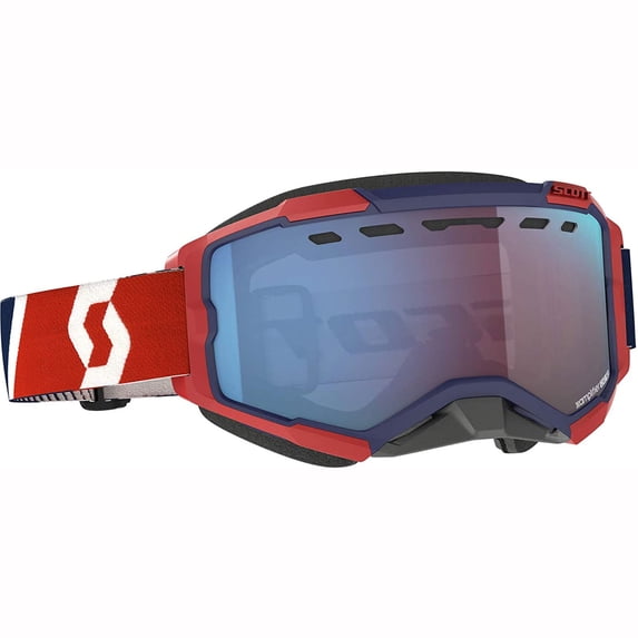 Scott Fury Snowcross Goggles Red/Blue Enhancer w/Blue Chrome Lens ...
