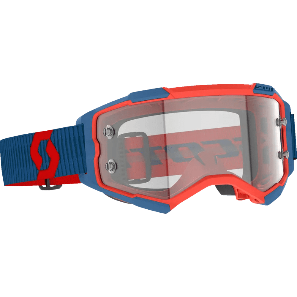 Scott Fury WFS MX Offroad Goggles Dark Blue/Neon Red w/Clear Lens ...