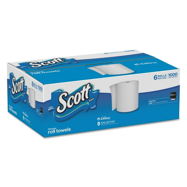 Scott Hard Roll Towels, White, 8" x 1000 ft, 6 Roll/Carton - Walmart.com
