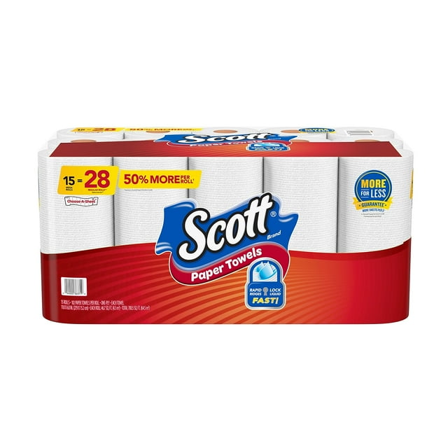 Scott Paper Towels, Choose-a-Sheet, Mega Roll, 15 Rolls (Pack of 1 ...