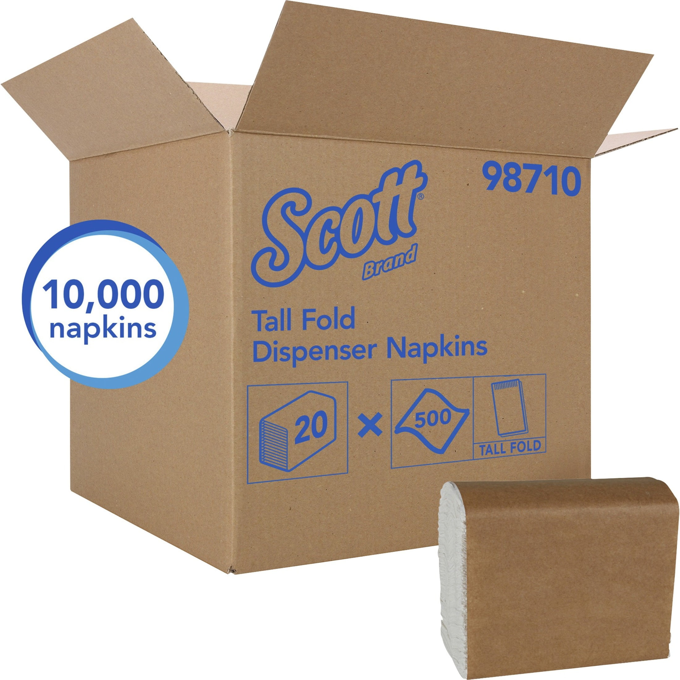 Scott, KCC98710, Tall-Fold Paper Napkins, 10000 / Carton, White ...