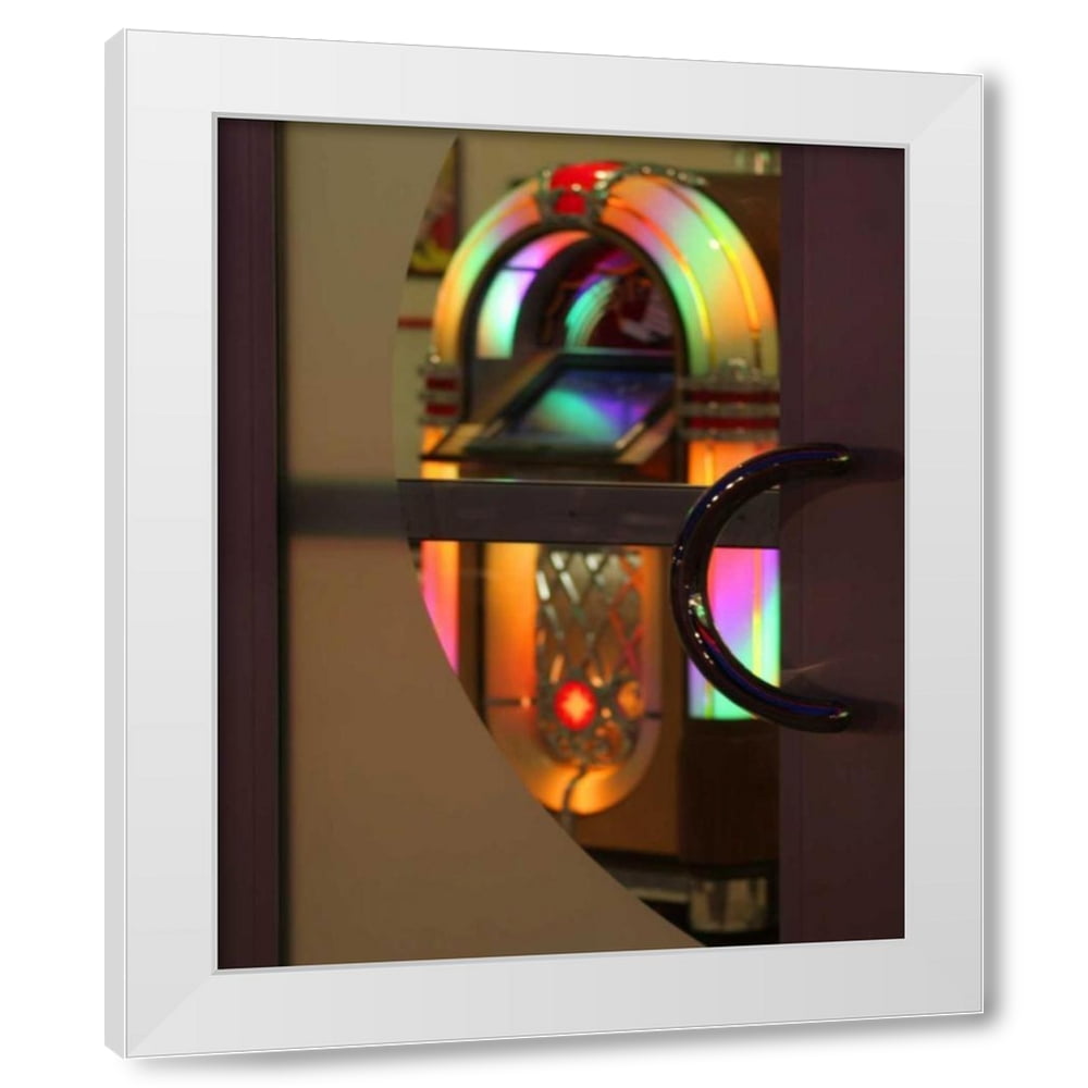 Scott Larson 12x14 White Modern Wood Framed Wall Art Titled - Juke Box ...