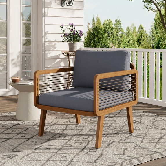 Scott Living Sierra Outdoor Acacia Wood and Rope Club Chair with Water ...