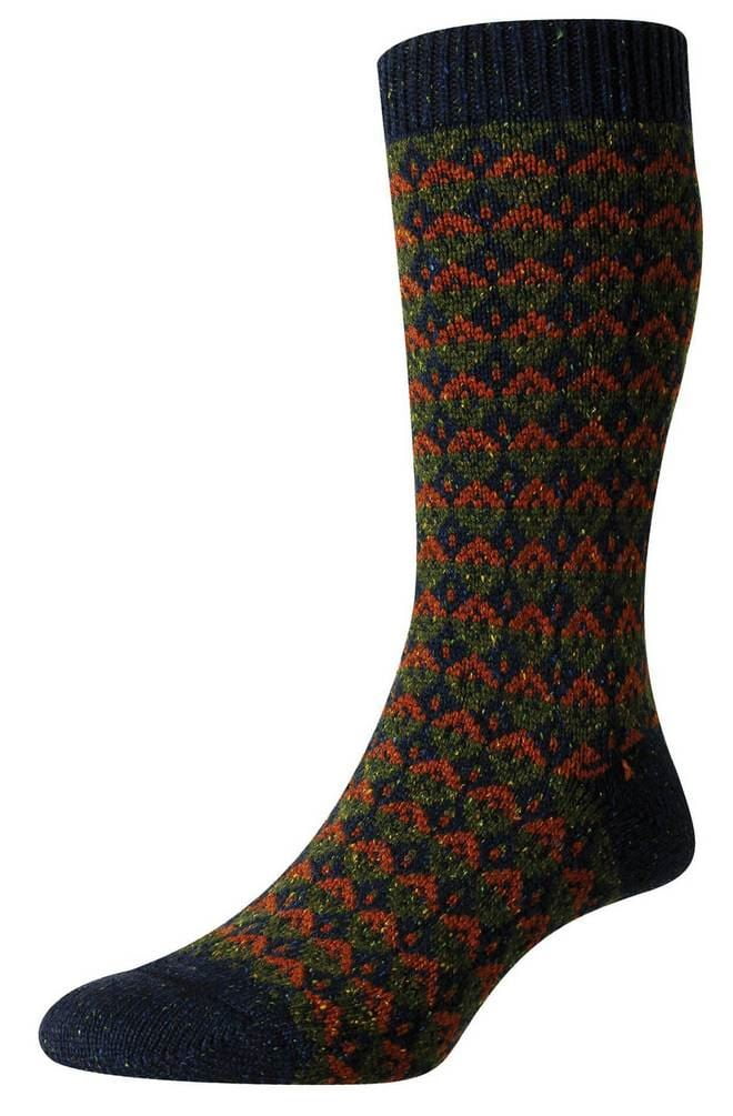 Scott Nichol Rydal Merino Wool New Fair Isle Socks - Navy Fleck ...