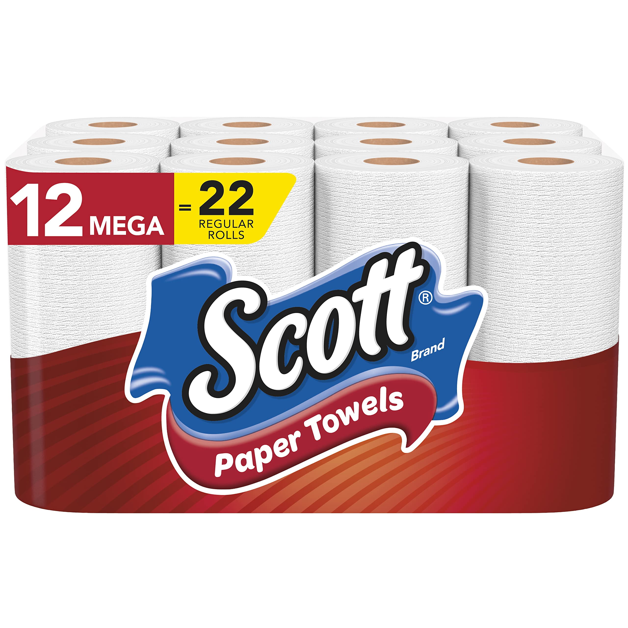 Scott Choose-A-Sheet Paper Towels, 12 Mega Rolls = 22 Regular Rolls, 102 Sheets Per Roll ...