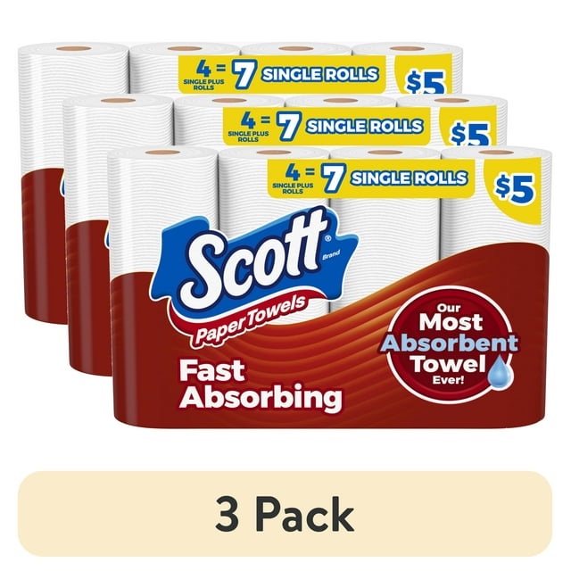 (3 pack) Scott Paper Towels, Choose-A-Sheet, 4 Single Plus Rolls, 88 ...