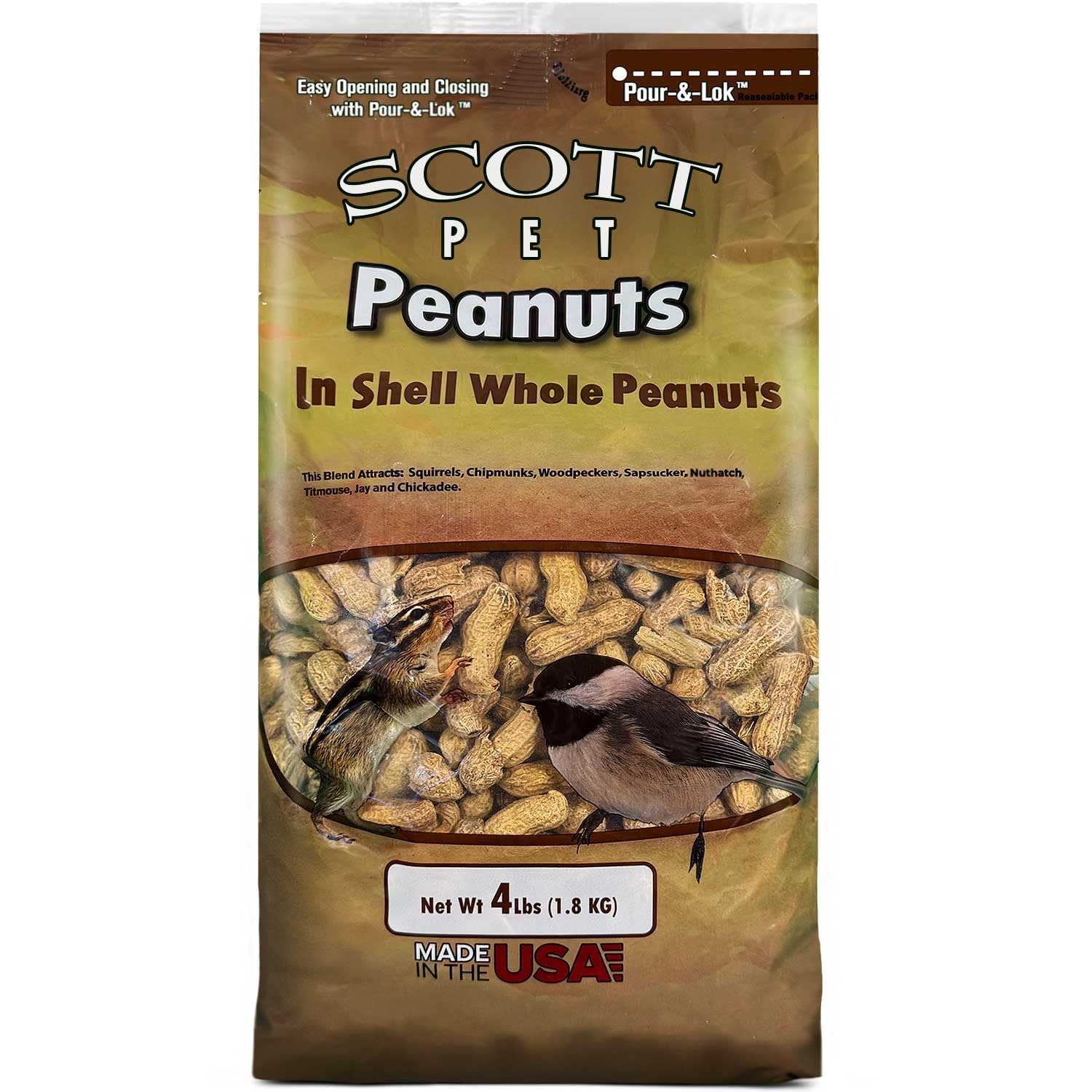 Scott Pet Wild Bird Seed, Whole AIS1 Peanuts, 4 lbs Bag, Feed, Great ...