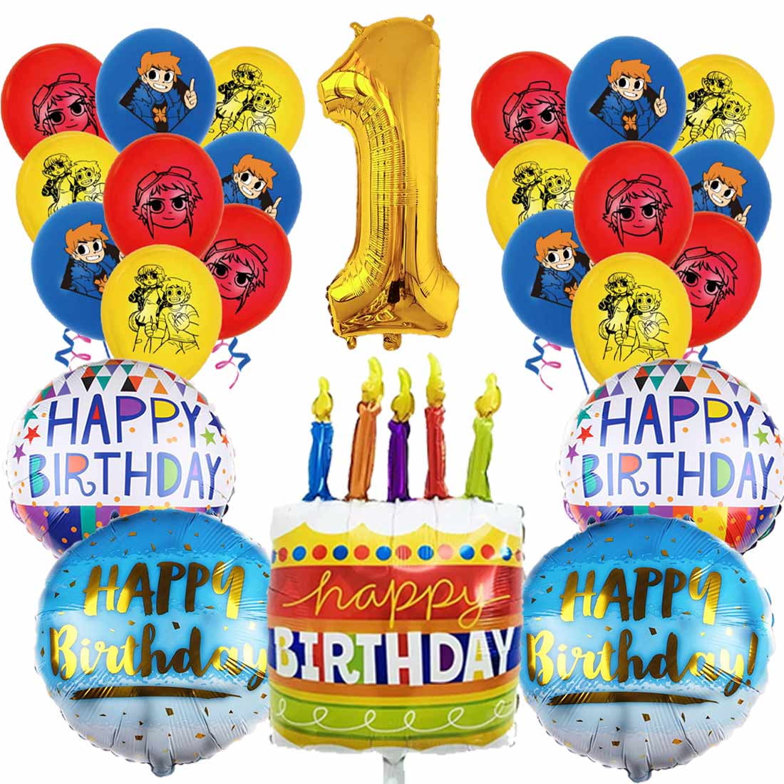 Scott Pilgrim Balloons Party Supplies 1st Big Number Decorations Decor ...