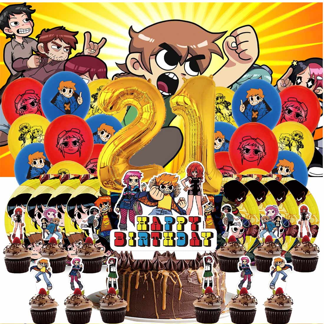 Scott Pilgrim Balloons Party Supplies 21th Decor Tableware Birthday ...