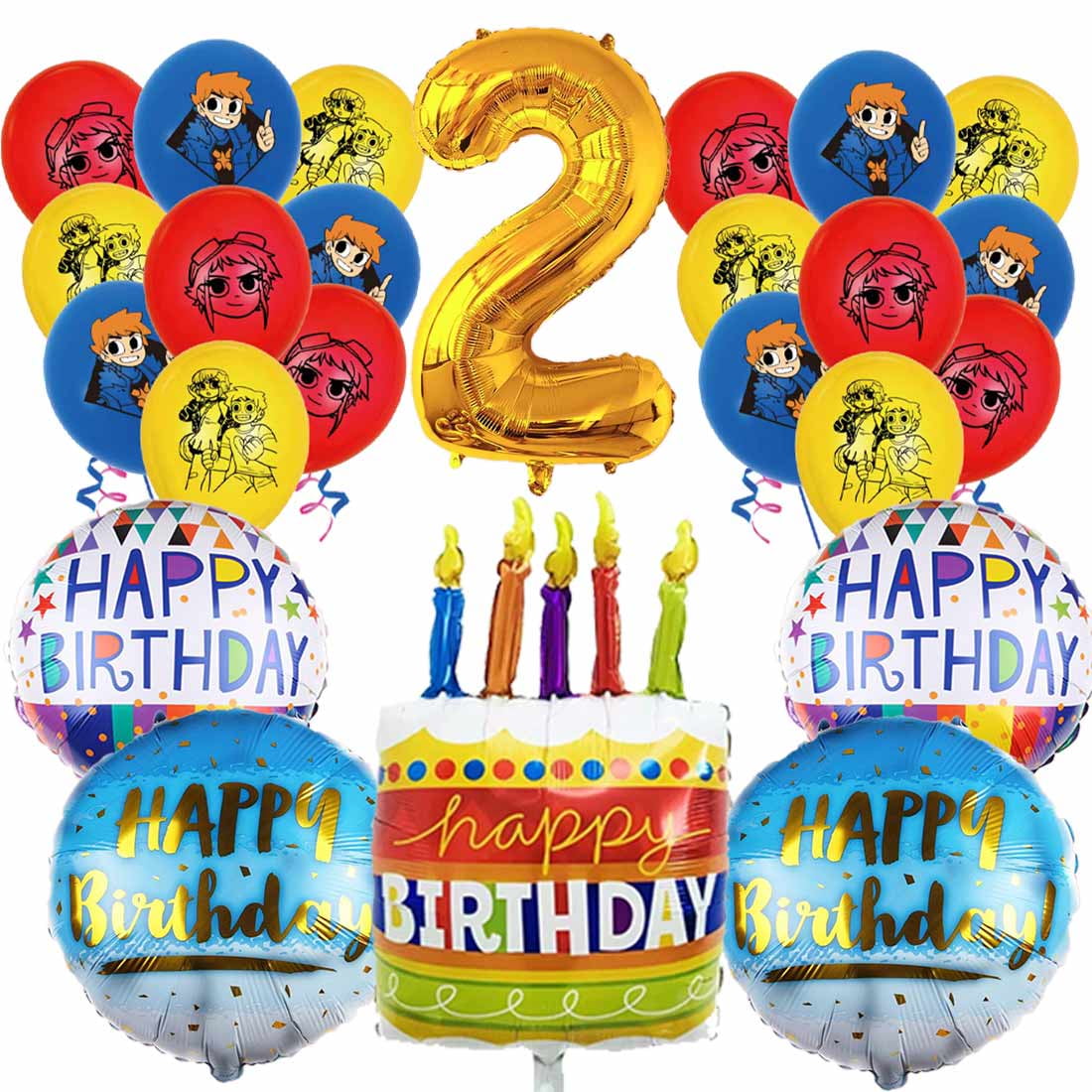 Scott Pilgrim Balloons Party Supplies 2nd Big Number Decorations Decor ...
