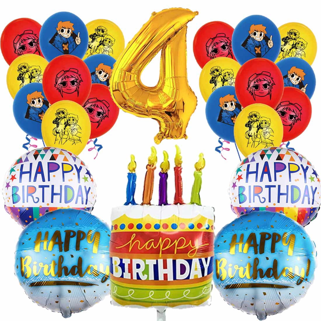 Scott Pilgrim Balloons Party Supplies 4th Big Number Decorations Decor ...