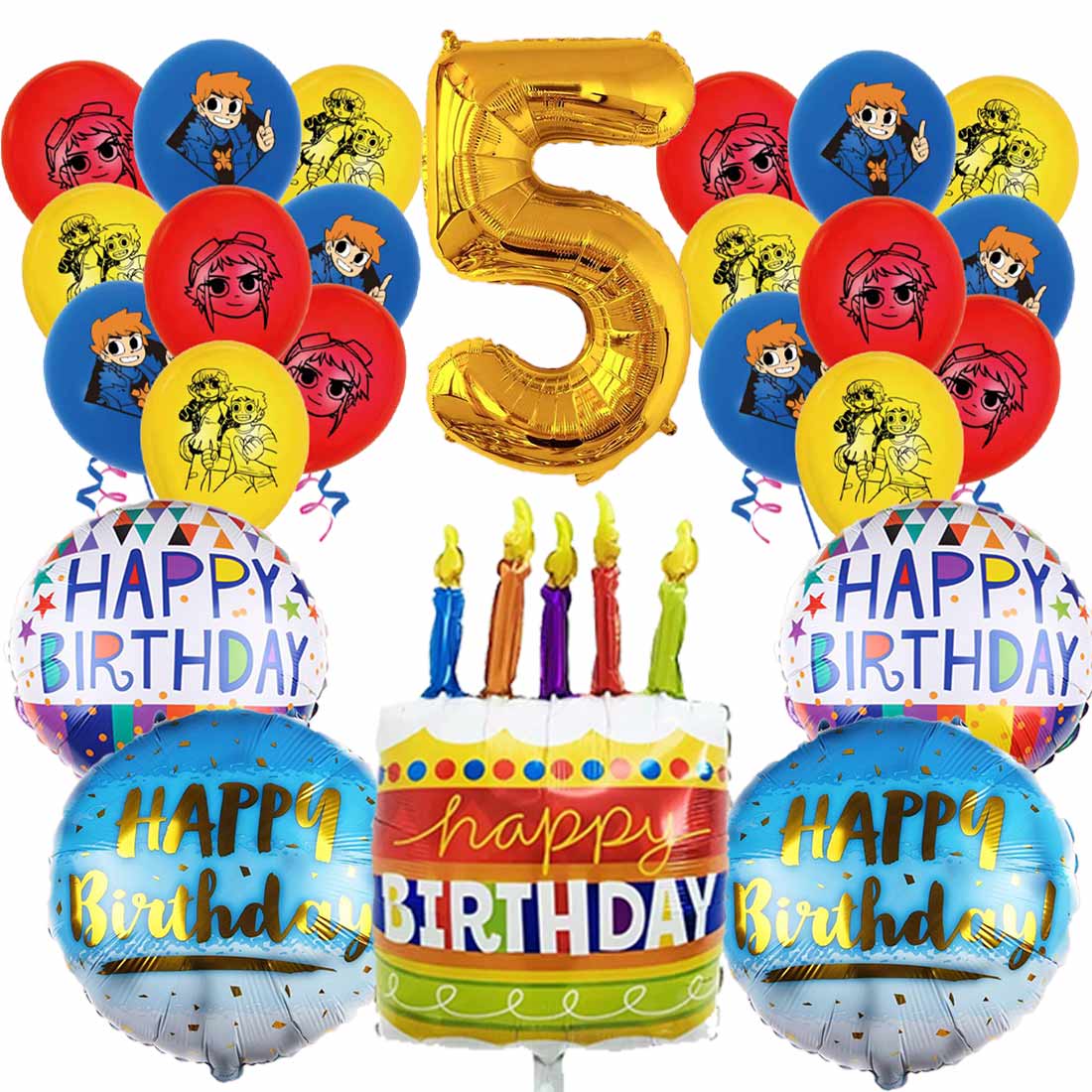 Scott Pilgrim Balloons Party Supplies 5th Big Number Decorations Decor ...