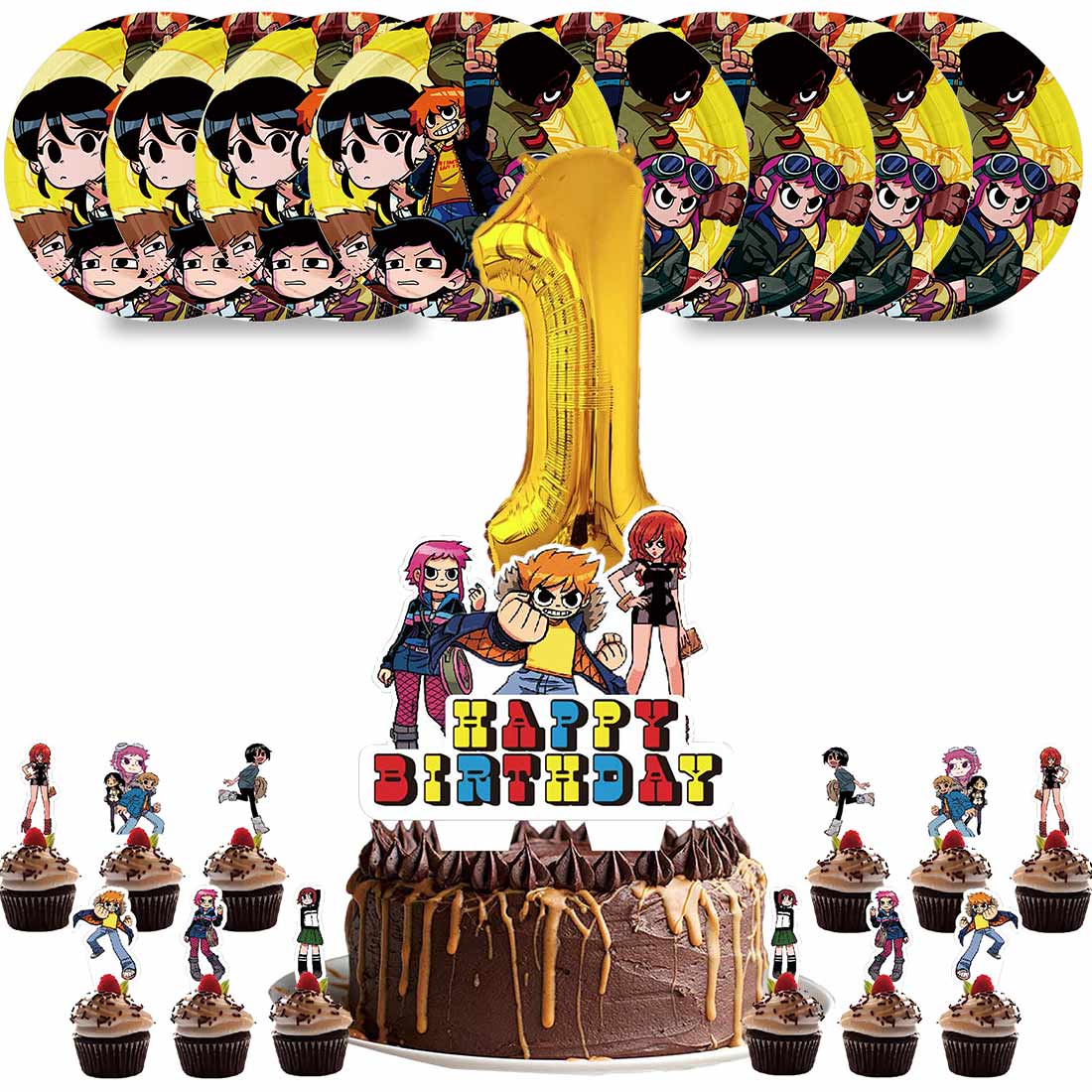 Scott Pilgrim Birthday 1st Cups Party Supplies Plates Fans Decorations ...