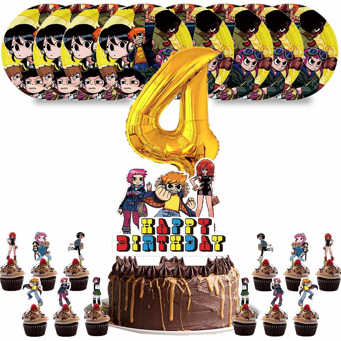 Scott Pilgrim Birthday 4th Cups Party Supplies Plates Fans Decorations ...