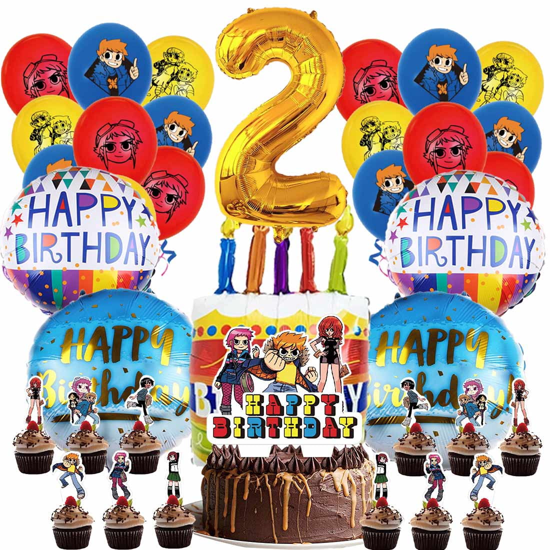 Scott Pilgrim Party Supplies 2nd Decor Kit Balloons Birthday Cake ...