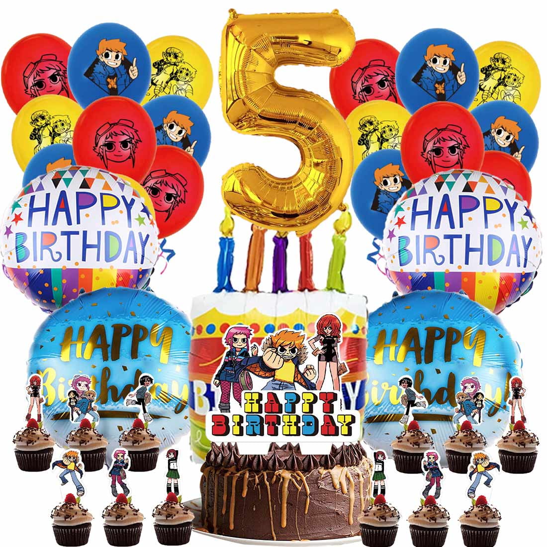Scott Pilgrim Party Supplies 5th Decor Kit Balloons Birthday Cake ...