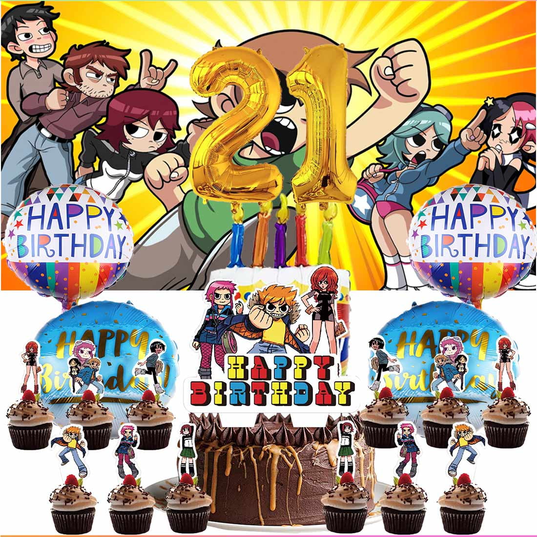 Scott Pilgrim Party Supplies Decor 21th Kit Balloons Birthday Cake ...