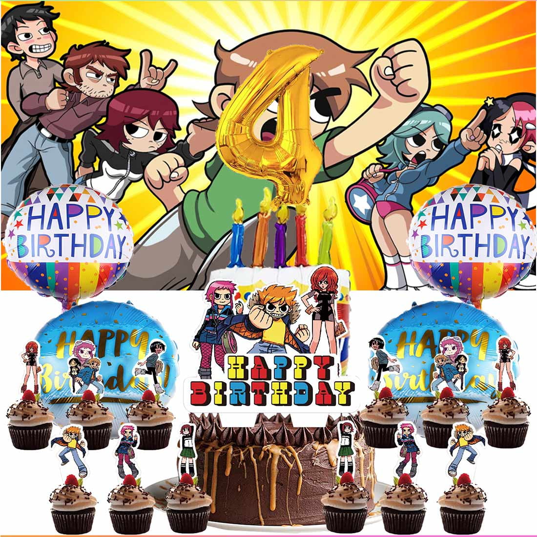 Scott Pilgrim Party Supplies Decor 4th Kit Balloons Birthday Cake ...