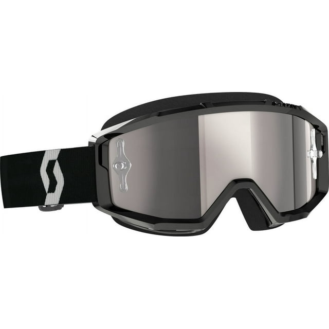 Scott Primal MX Offroad Goggles Black/White w/Silver Chrome Lens ...