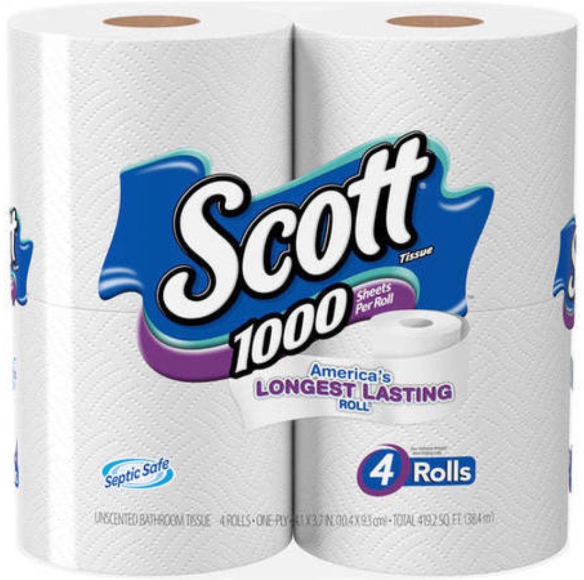 Scott Scott Tissue 1000 Sheets Unscented Bathroom Tissue 4 ea (Pack of ...