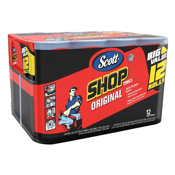 Scott Shop Towels (55 sheets/roll, 12 rolls) - Walmart.com