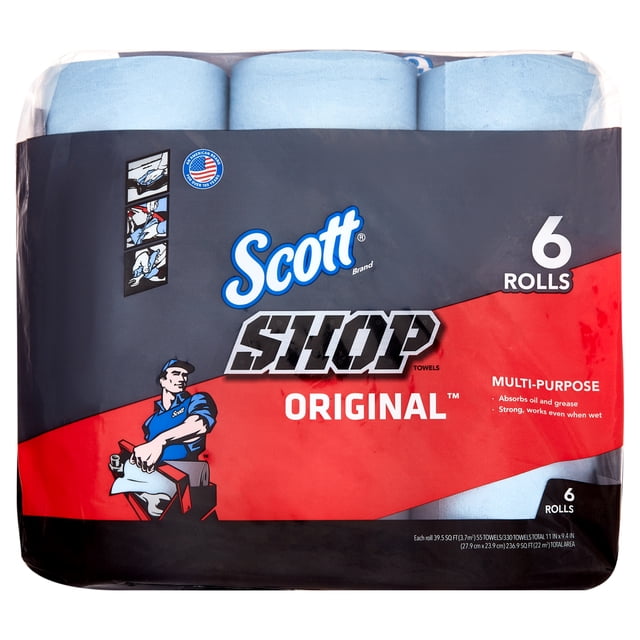 Scott Professional Automotive Shop Towels, Car Mechanic, 6 Rolls, 55 ...