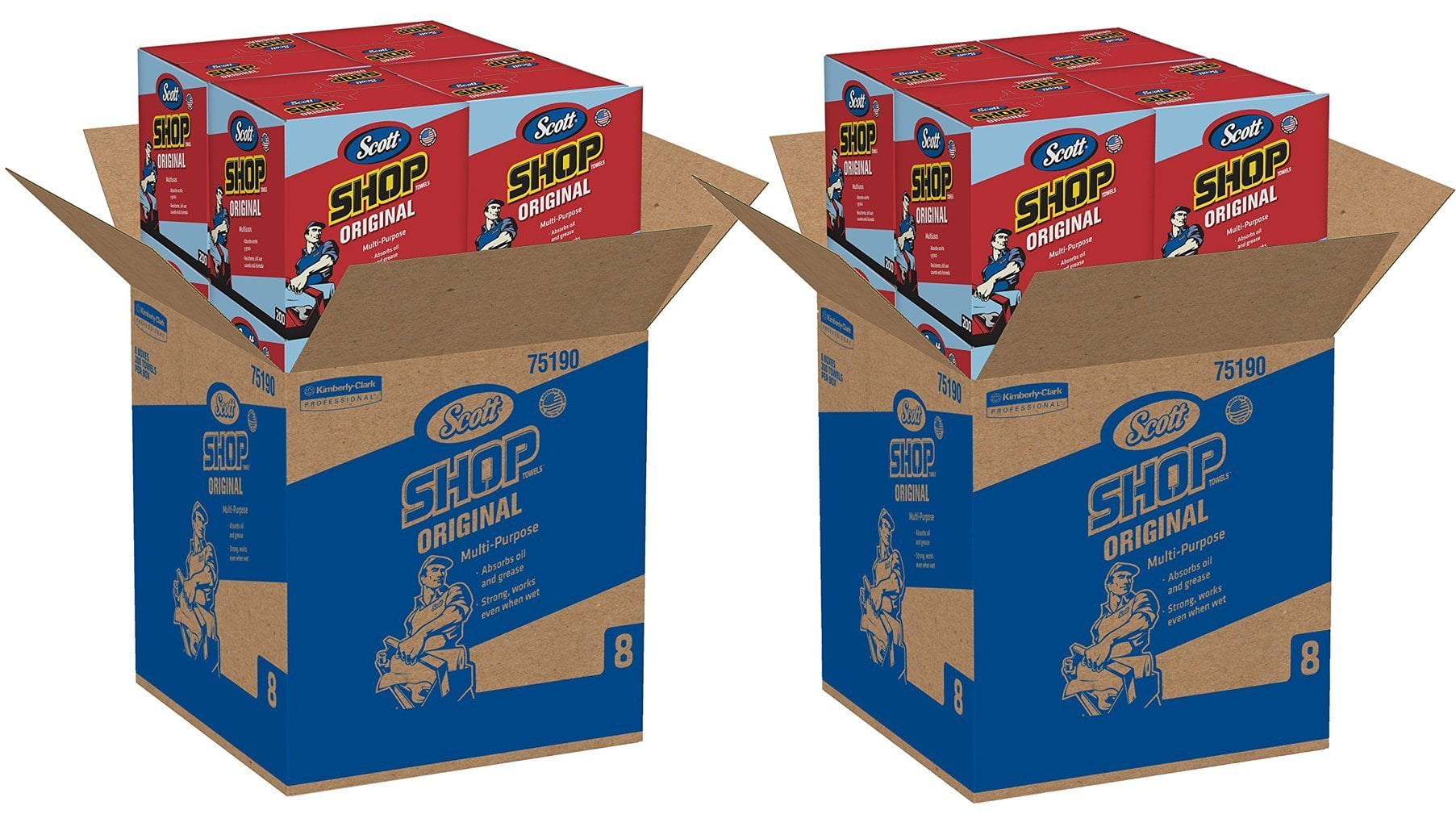 Scott Shop Towels Original 75190, Blue, Pop-Up Dispenser Box, 10 x 12 ...