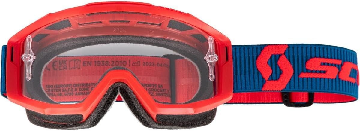 Scott Split OTG Goggles (One Size Fits Most, Dark Blue/Neon Red / Clear ...