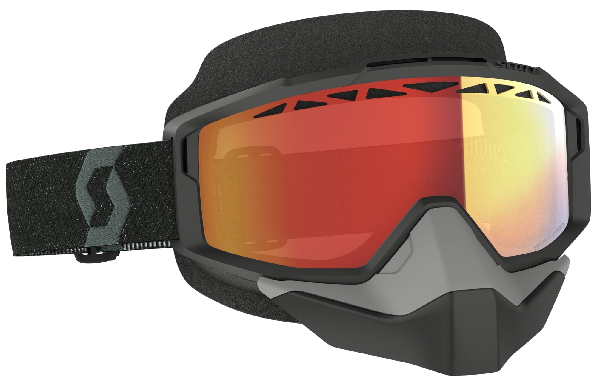 Scott USA Split OTG Snowcross Goggles (OSFM, Black / Light Sensitive ...
