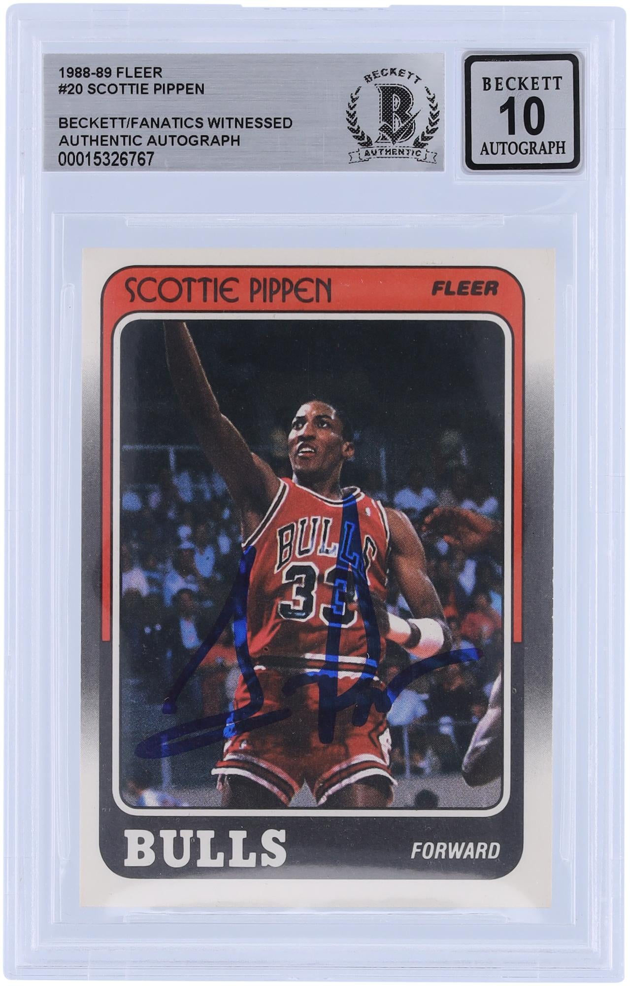 Scottie Pippen Chicago Bulls Autographed 1988-89 Fleer #20 Beckett ...
