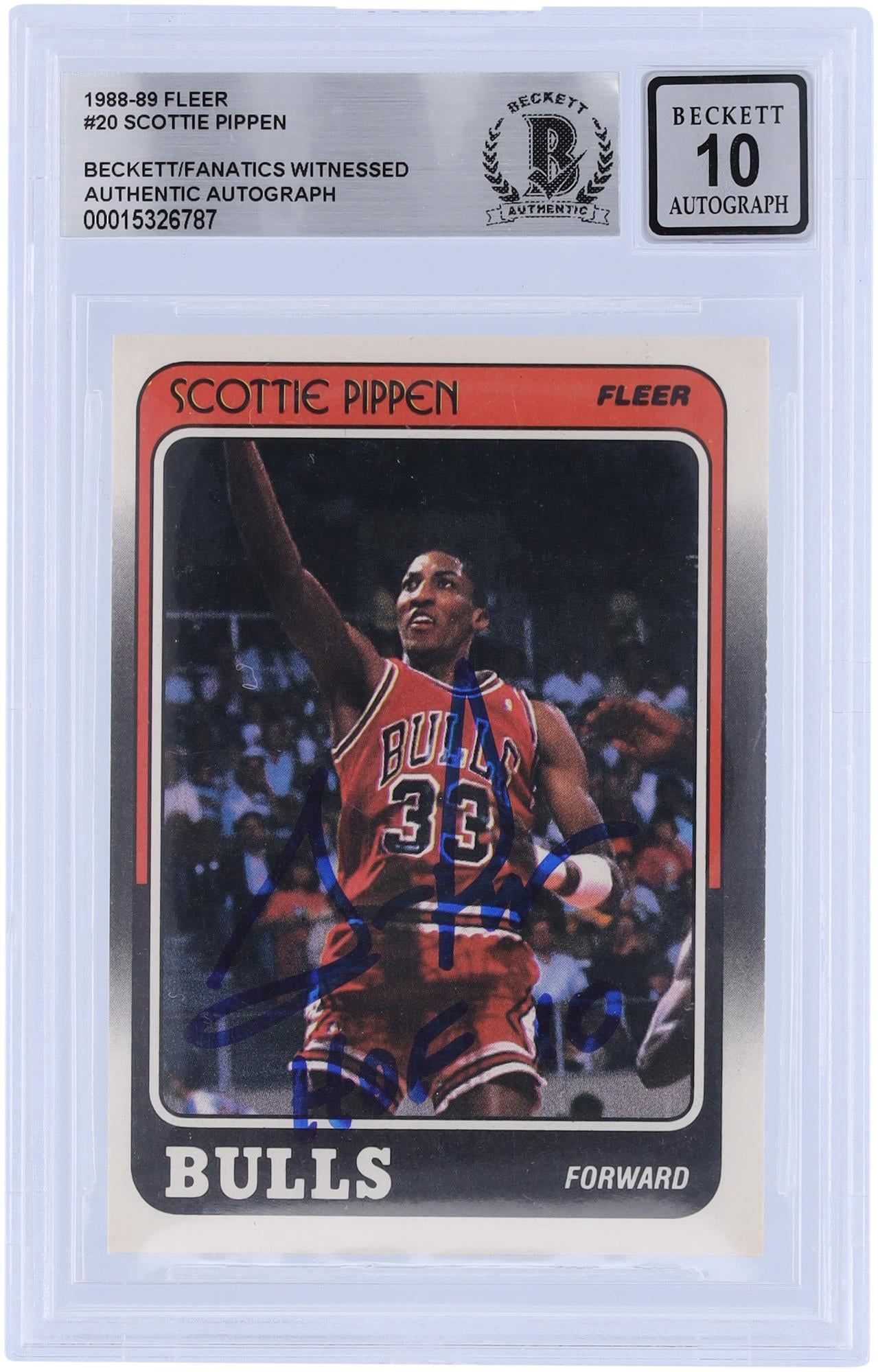 Scottie Pippen Chicago Bulls Autographed 1988-89 Fleer #20 Beckett ...