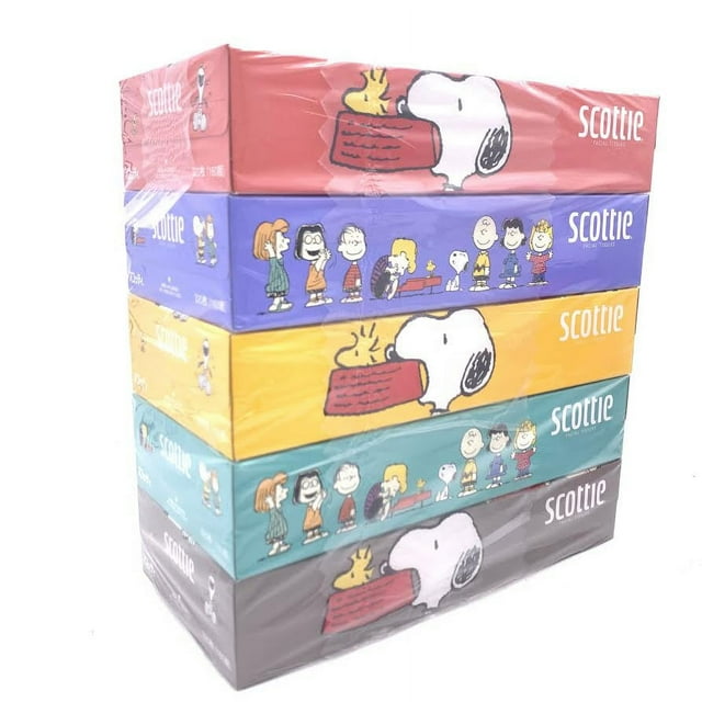 Scottie x Snoopy Facial Tissues 320sheets(160pairs)5boxes - Walmart.com