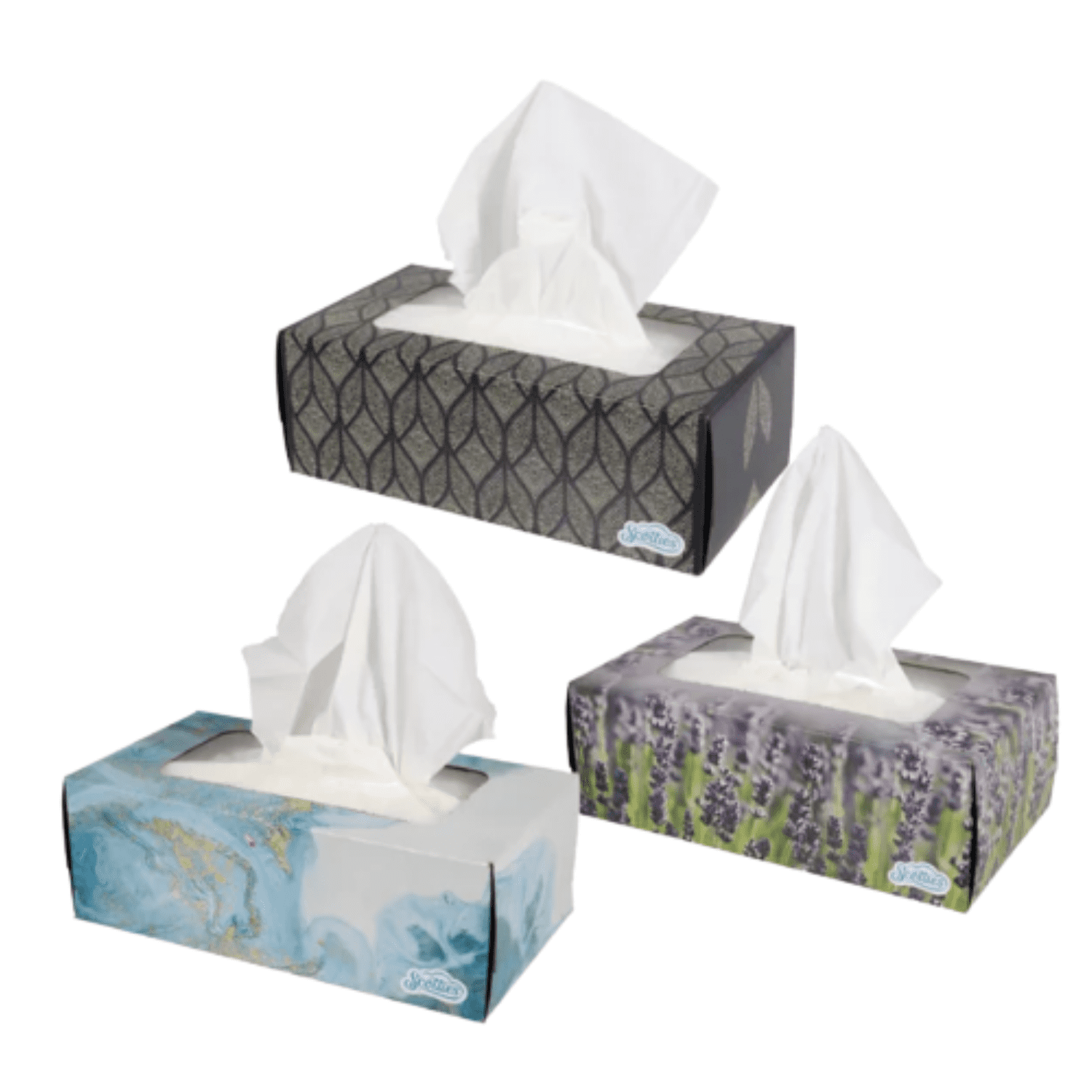 Scotties 2-Ply Hypoallergenic Facial Tissues, 148 Sheets/Box, Pack of 3 ...