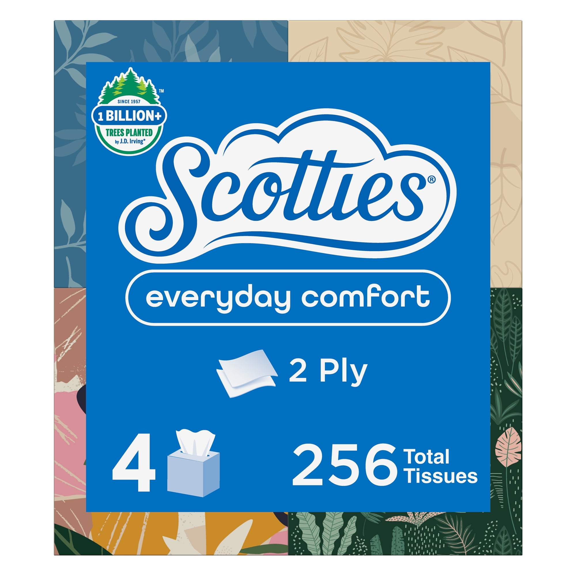 Scotties Everyday Comfort Facial Tissues, 2-Ply, Hypoallergenic, 4 Cube ...