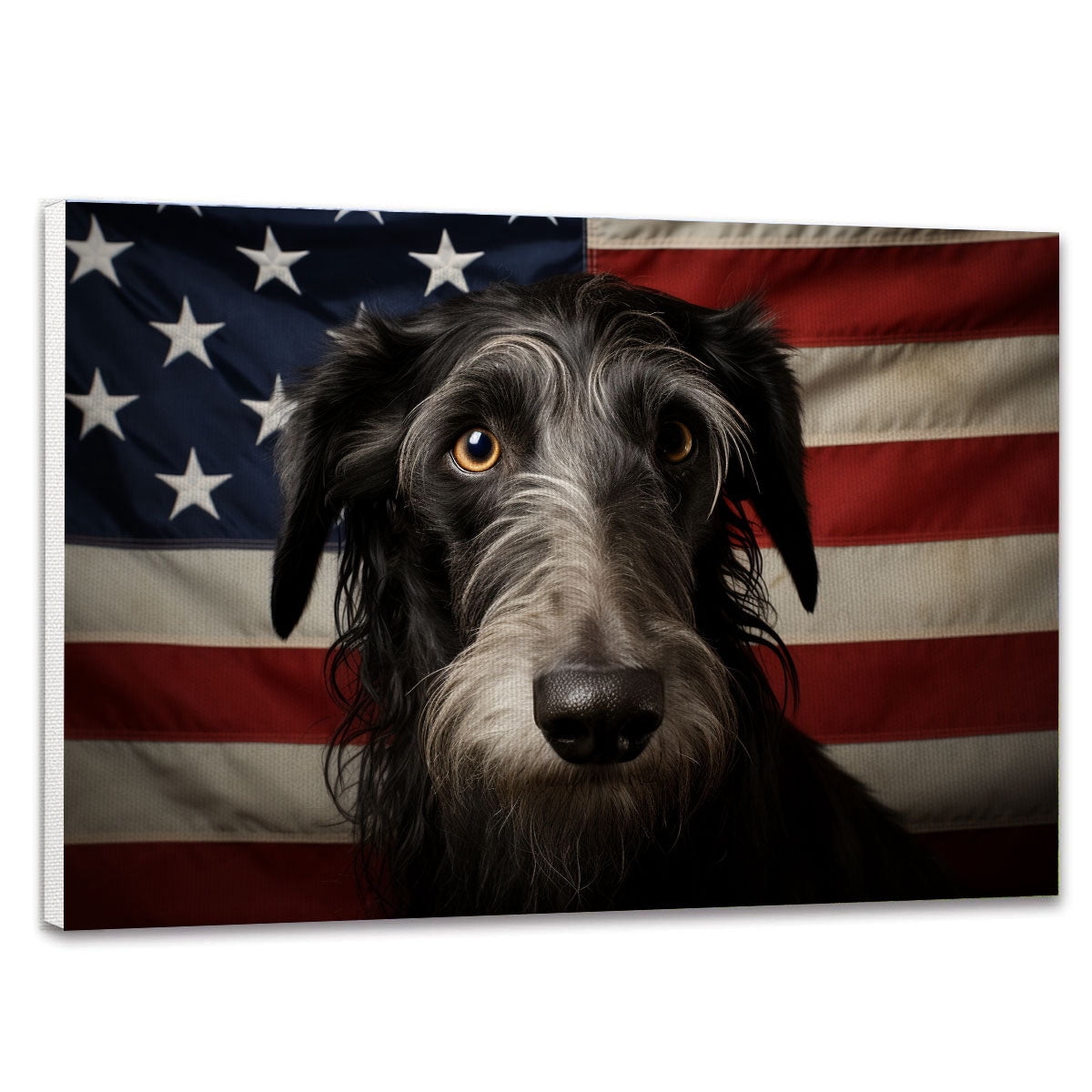 Scottish Deerhound Dog American Flag Canvas Poster Wall Art Dog ...