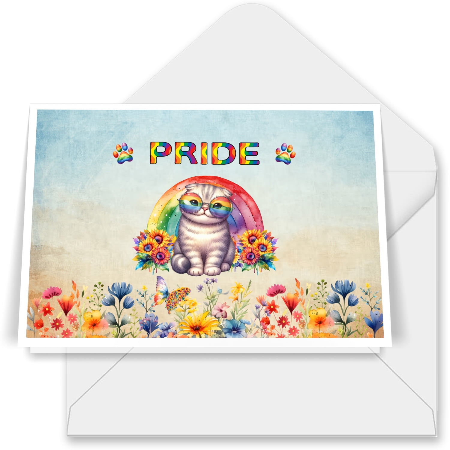 Scottish Fold Celebrates Rainbow Pride Month LGBT LGBTQ+ 7x5in Folded ...