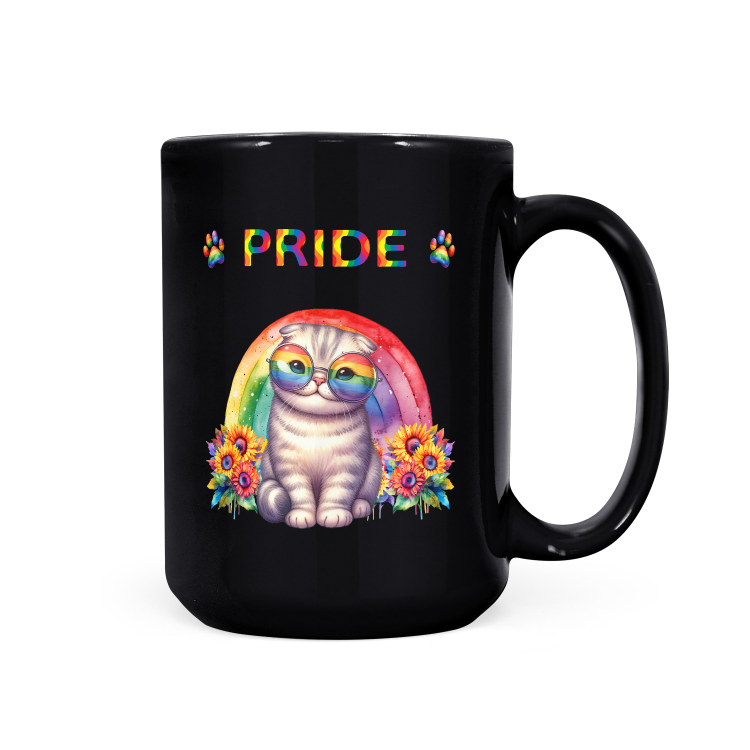 Scottish Fold Celebrates Rainbow Pride Month LGBT LGBTQ+ Mug Cat Lover ...