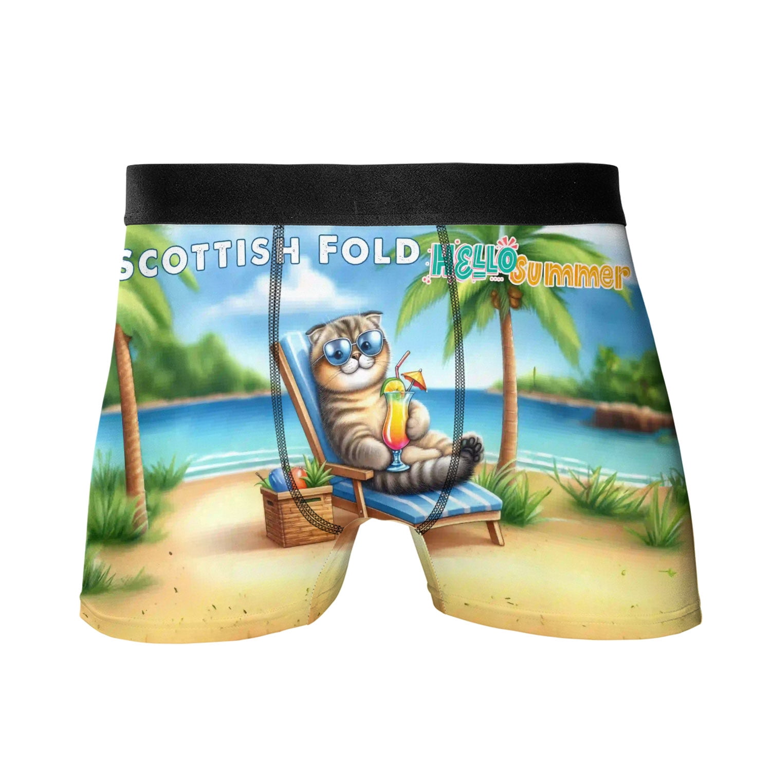Scottish Fold Hello Summer Beach Theme with Sunglasses and Tropical ...